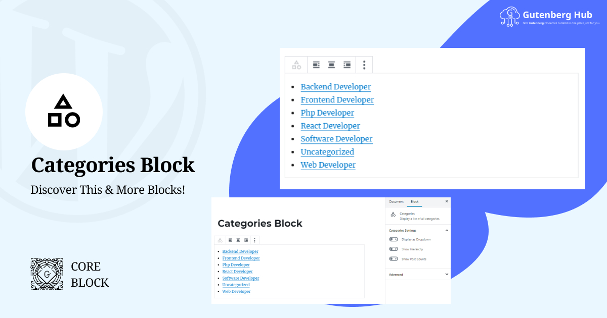 Gutenberg Categories Block - WordPress Gutenberg Block Library Gutenberg Categories Block - WordPress Gutenberg Block Library
