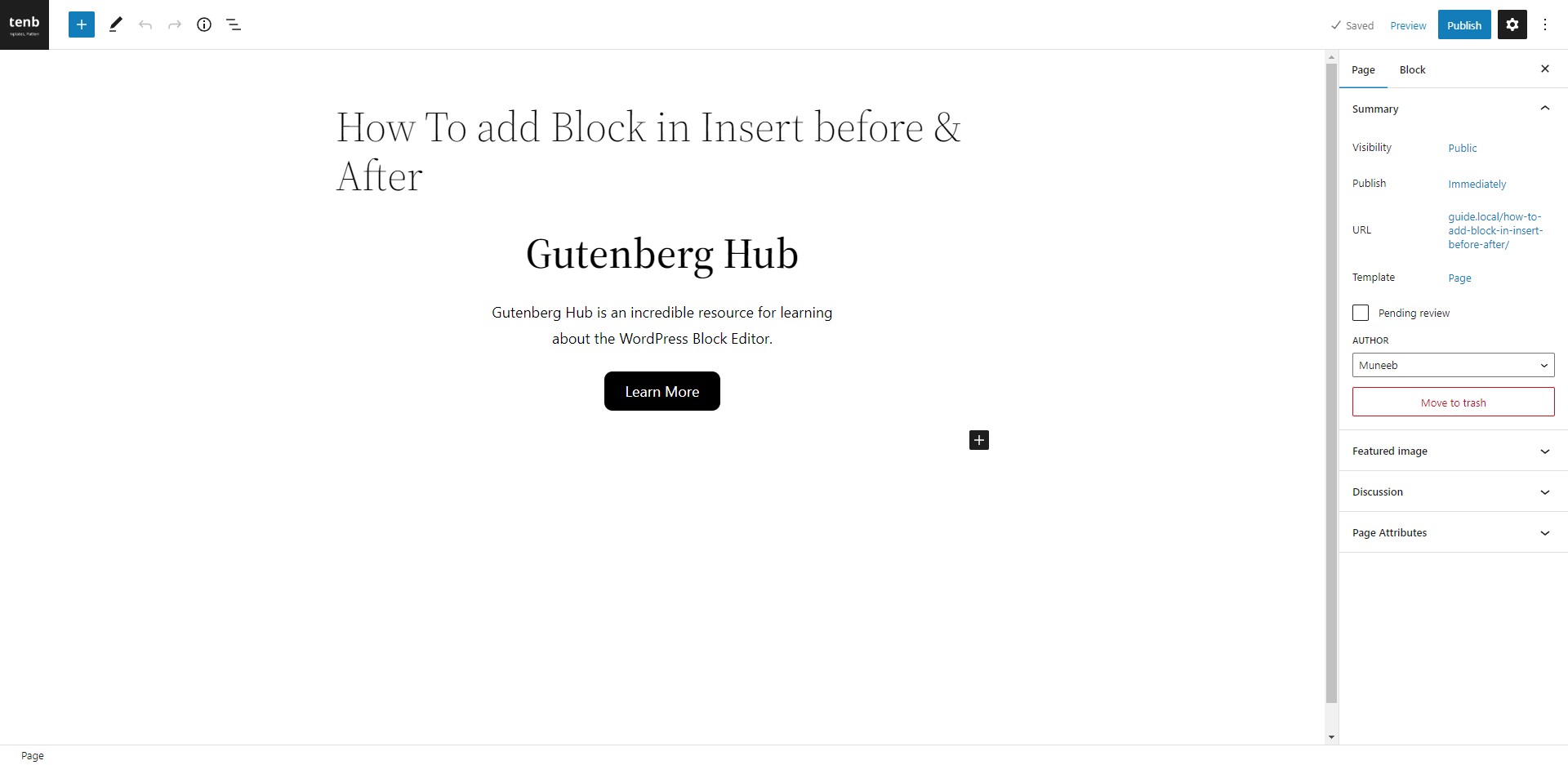 How to Add a Block Before or After Another Block in WordPress - Gutenberg Hub
