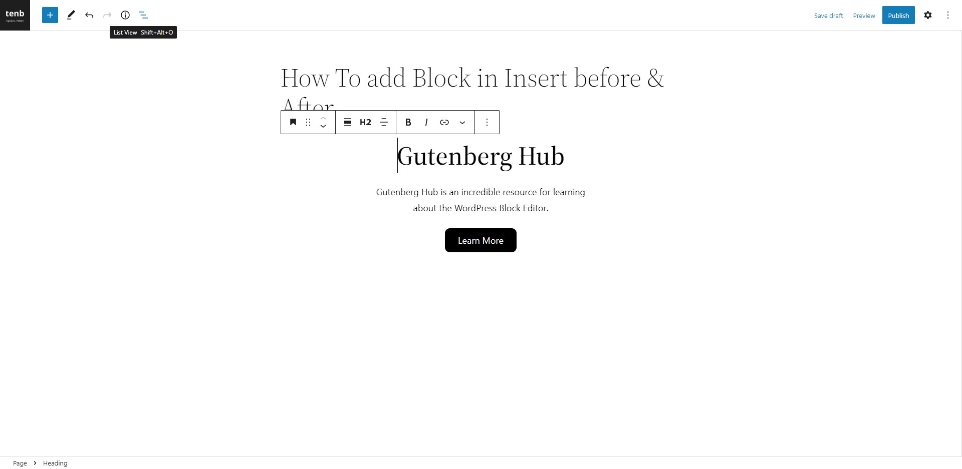 How to Add a Block Before or After Another Block in WordPress - Gutenberg Hub