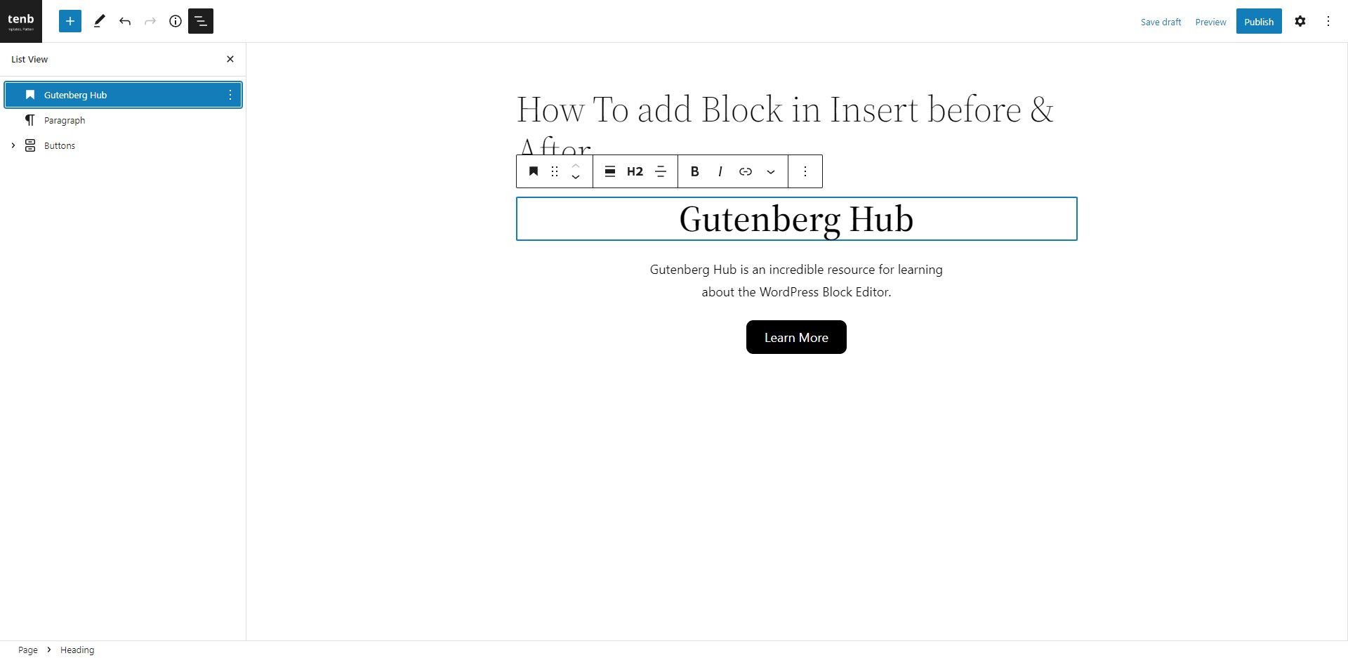 How to Add a Block Before or After Another Block in WordPress - Gutenberg Hub