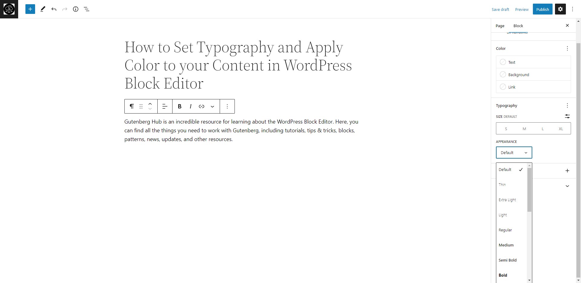 How to Set Typography and Apply Color to your Content in WordPress ...