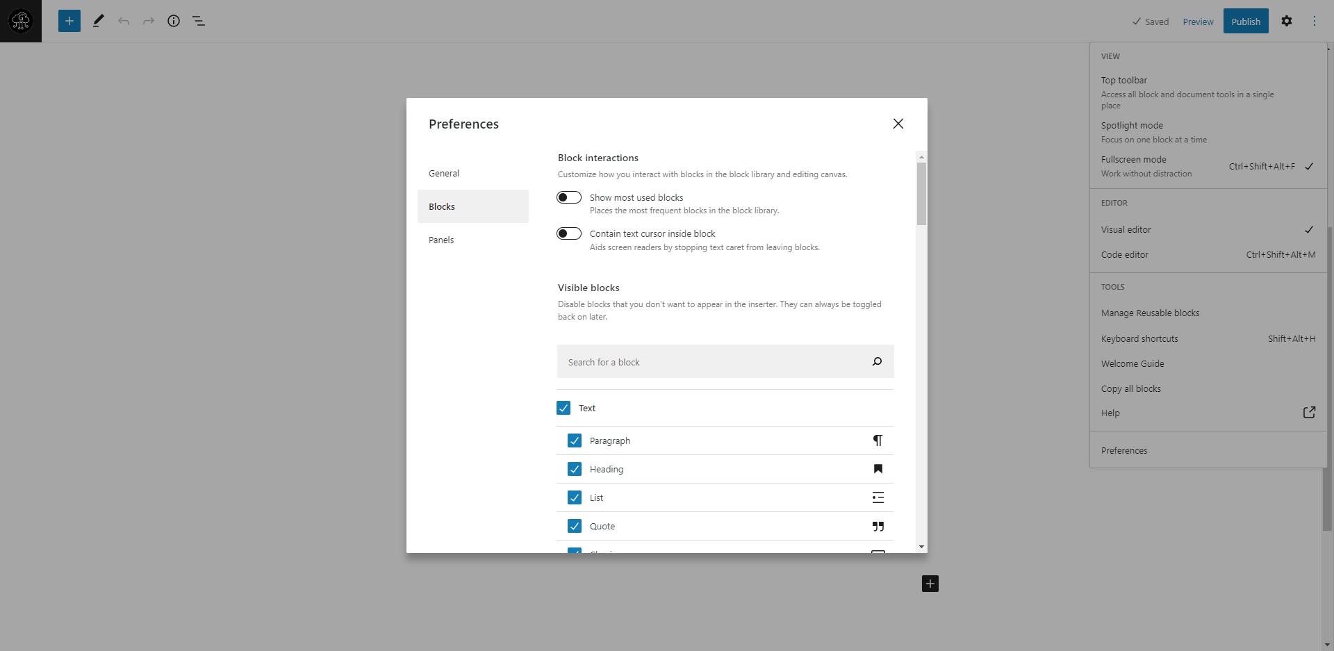 How to Configure Preferences of WordPress Block Editor - Gutenberg Hub